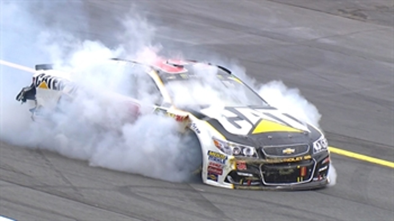 Ryan Newman erupts in flames after contact from Clint Bowyer | 2017 ...