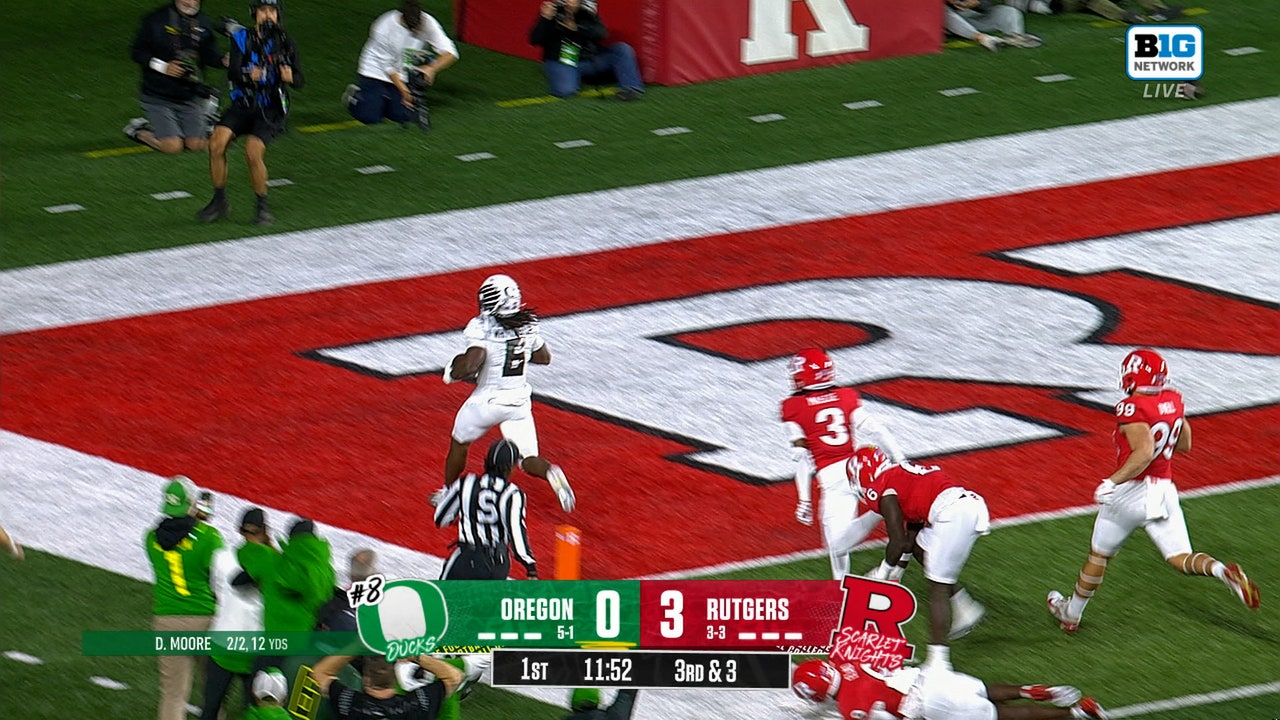 Noah Whittington rushes for 68-yard TD, giving Oregon lead over Rutgers ...
