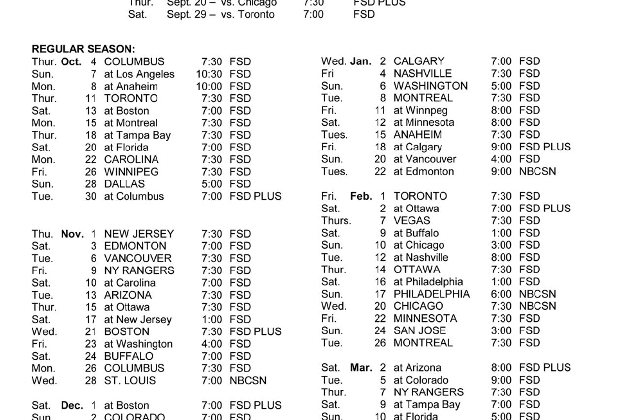Red Wings telecast schedule | FOX Sports
