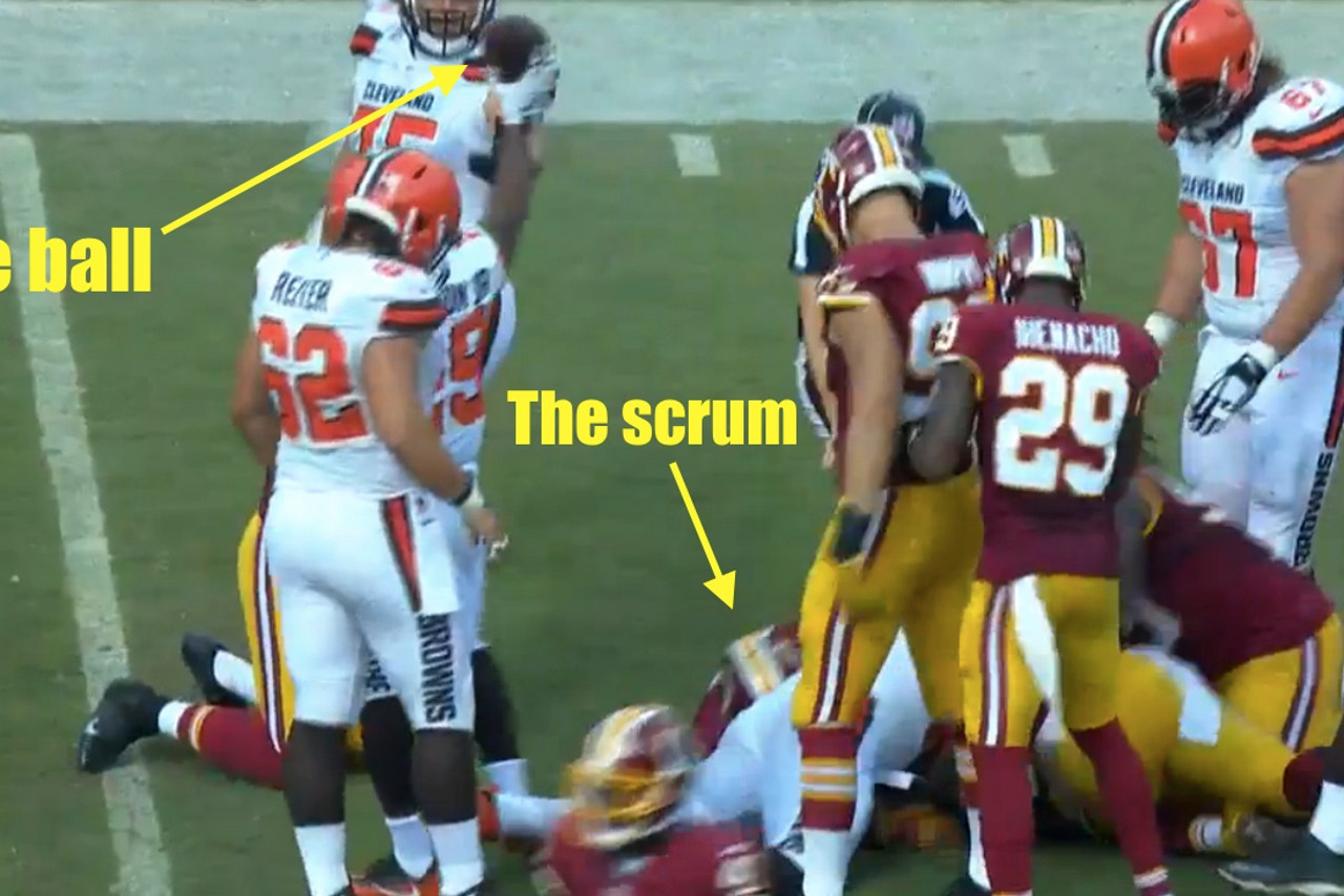 How did the Browns lose this fumble when their running back still had ...