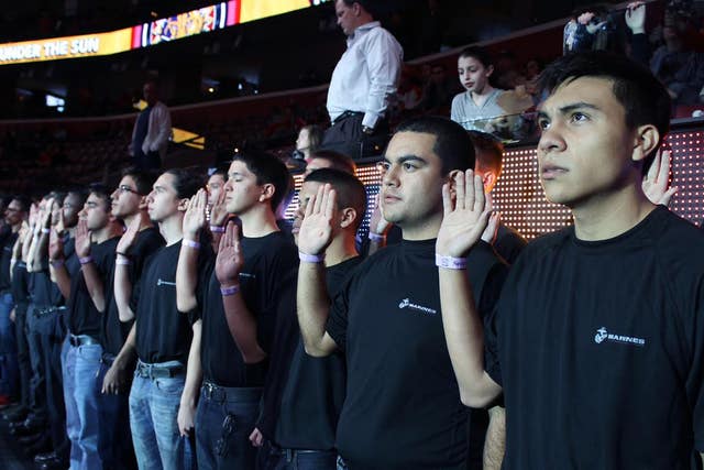 Swearing in ceremony held for military members at Panthers game | FOX ...