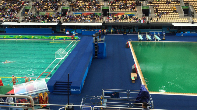 Now the Olympic water polo pool is turning green too | FOX Sports