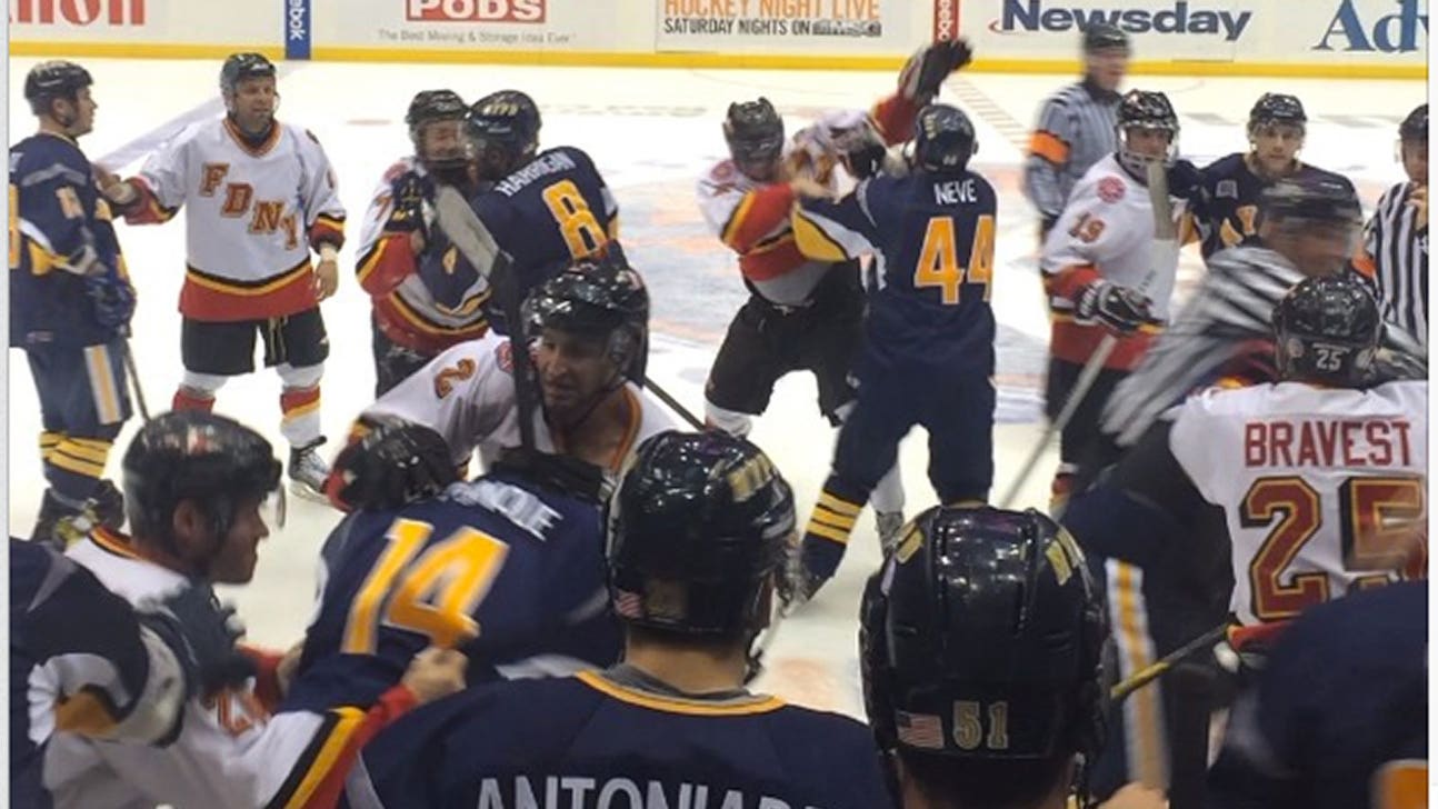 Nypd And Fdny Brawl In Charity Hockey Game Fox Sports