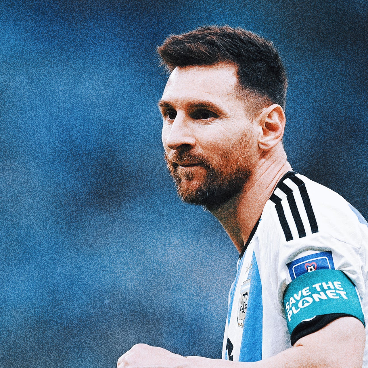 Messi Red Blue Portrait
