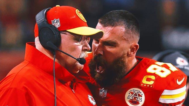 Andy Reid laughs off Travis Kelce's Super Bowl bump: 'He caught me off ...