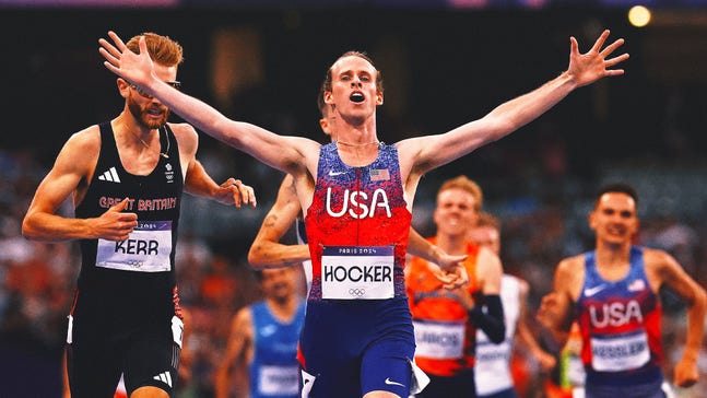 American Cole Hocker stuns to win gold in 1,500-meter in near photo ...
