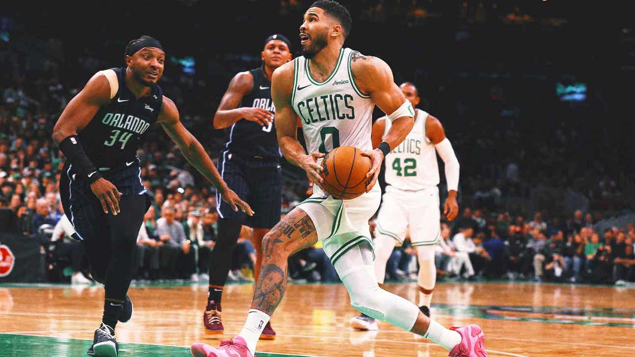 Jayson Tatum stays in after hard fall as Celtics close out Magic in ...